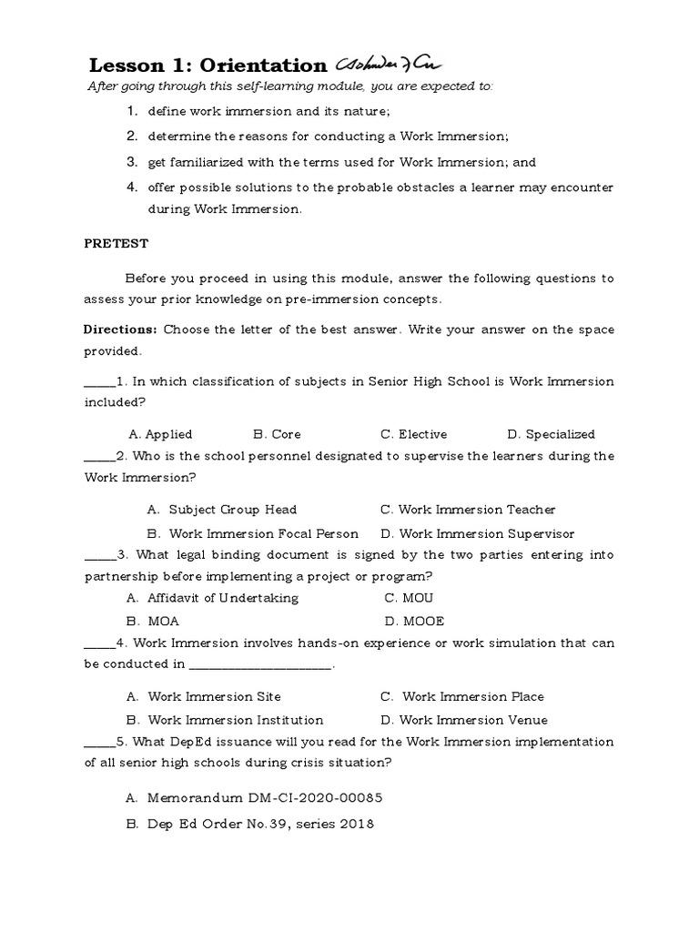 1 Pre Immersion | PDF | Curriculum | Learning