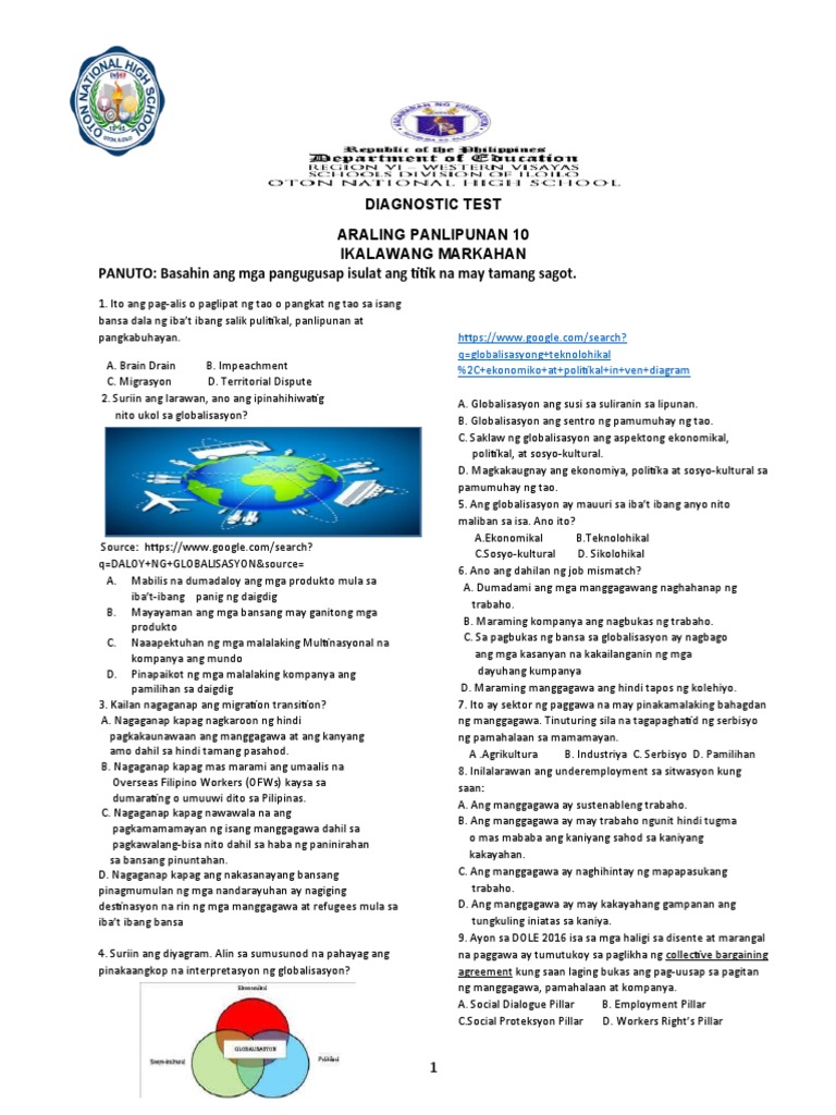 Ikalawang Markahang Pagsusulit AP10 | PDF