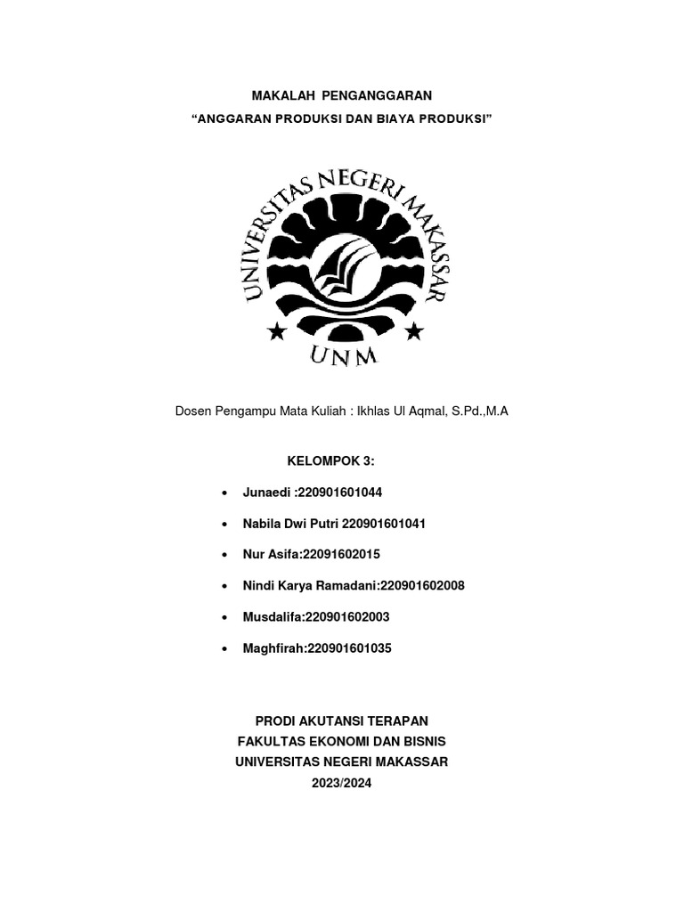 Anggaran Produksi dan Biaya Produksi | PDF | Bisnis