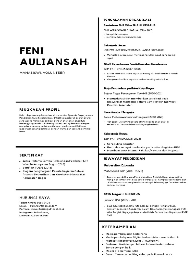 Feni Auliansah: Mahasiswi, Volunteer | PDF