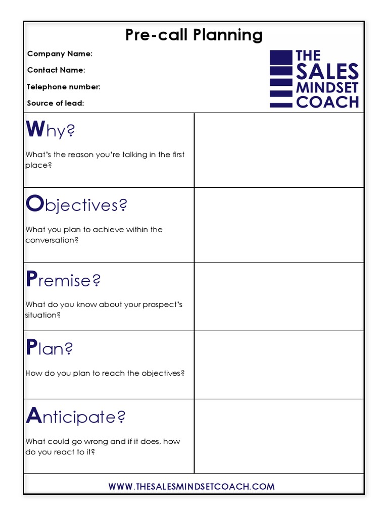 Pre Call Planning Template | PDF | Business