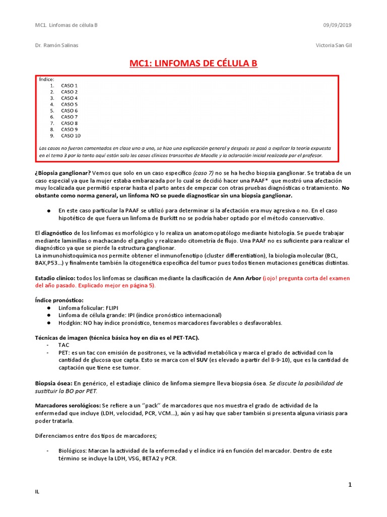 MC1 Linfomas | PDF | Linfoma | Biopsia