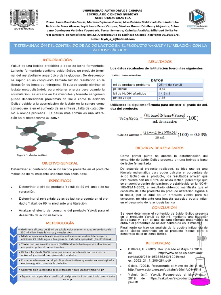 Contenido de ácido láctico en Yakult | PDF | Ácido láctico | Fermentación