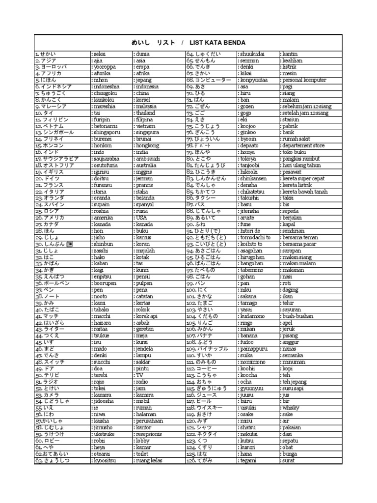 Materi Minggu 3 Kata Benda - Kata Kerja | PDF
