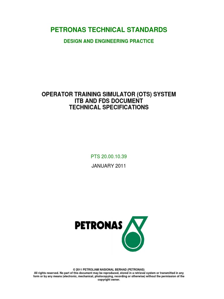 Petronas Technical Standards: Operator Training Simulator (Ots) System Itb and Fds Document ...