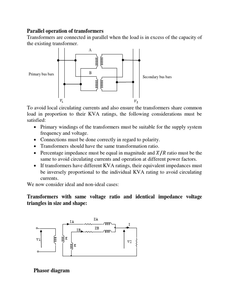 Parallel Operation of Transformers | PDF | Transformer | Electrical ...