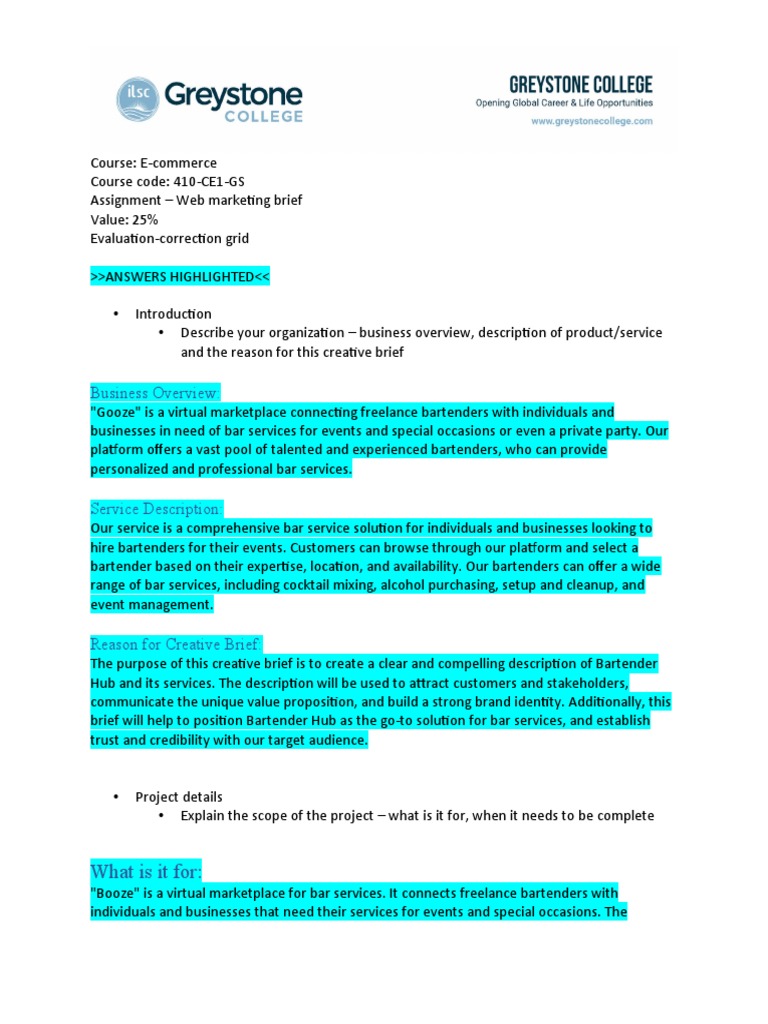 E Commerce Assignment Part 1 Pdf Websites Bartender