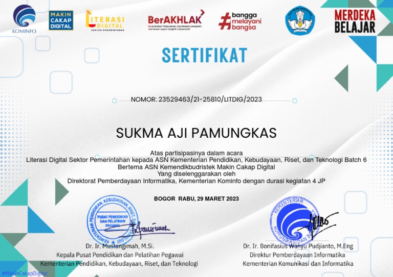 Sukma Aji Pamungkas: NOMOR: 23529463/21-25810/LITDIG/2023 | PDF