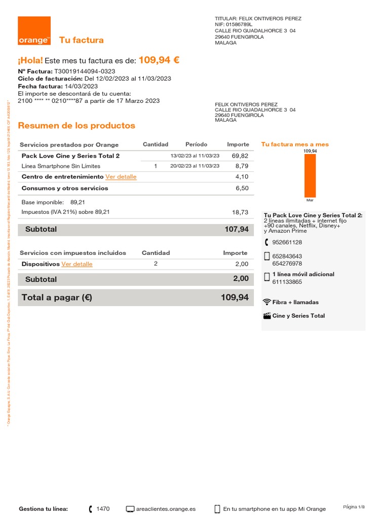 Factura Orange | PDF | Comunicación | Equipo de telefonía