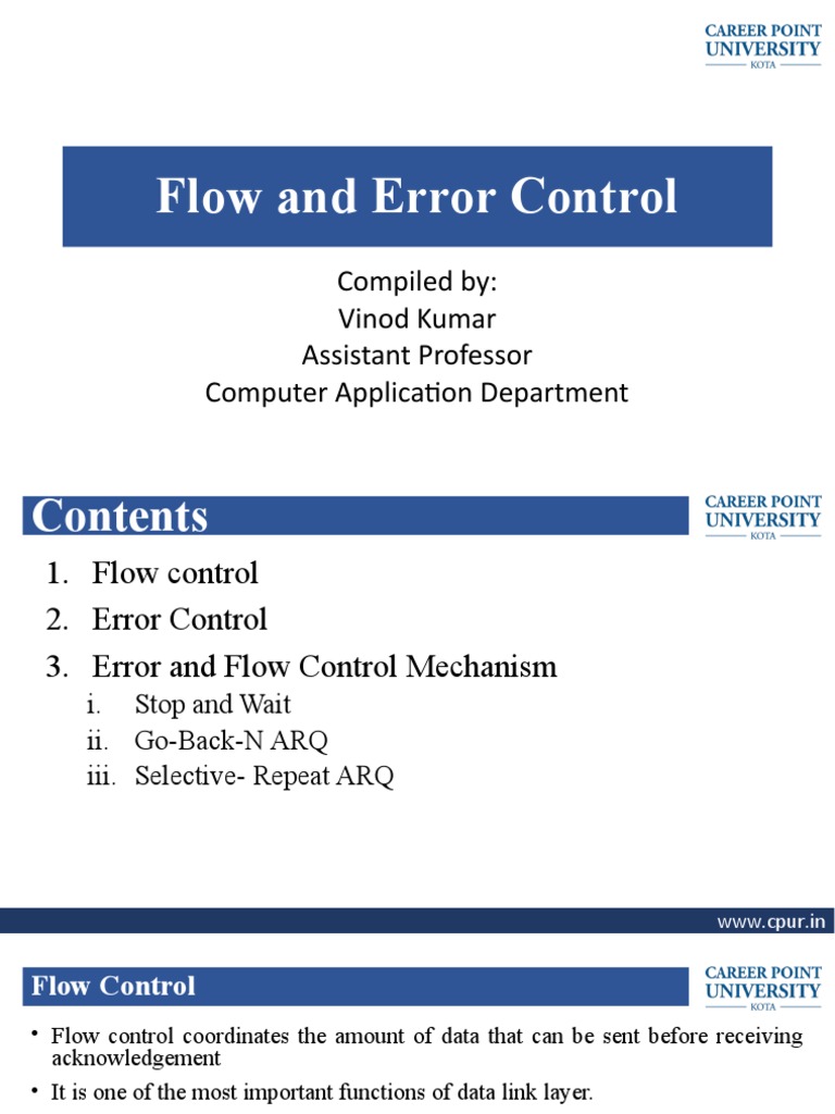 Flowcontrol PPT By-Vinod Kumar | PDF | Transmission Control Protocol | Error Detection And ...
