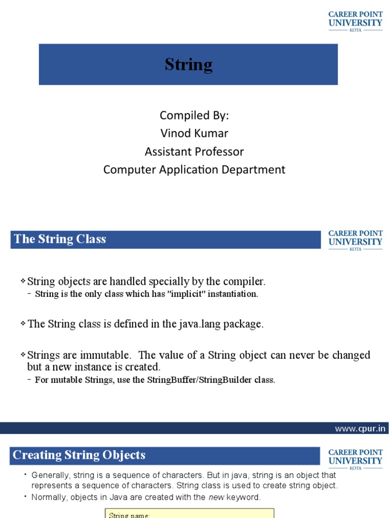 Presesntation On String by Vinod Kumar | PDF | String (Computer Science) | Computer Engineering