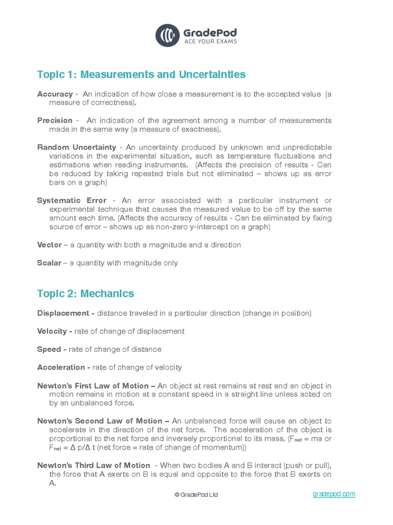 IB Physics Core Definitions List | PDF | Nuclear Physics | Atomic Nucleus