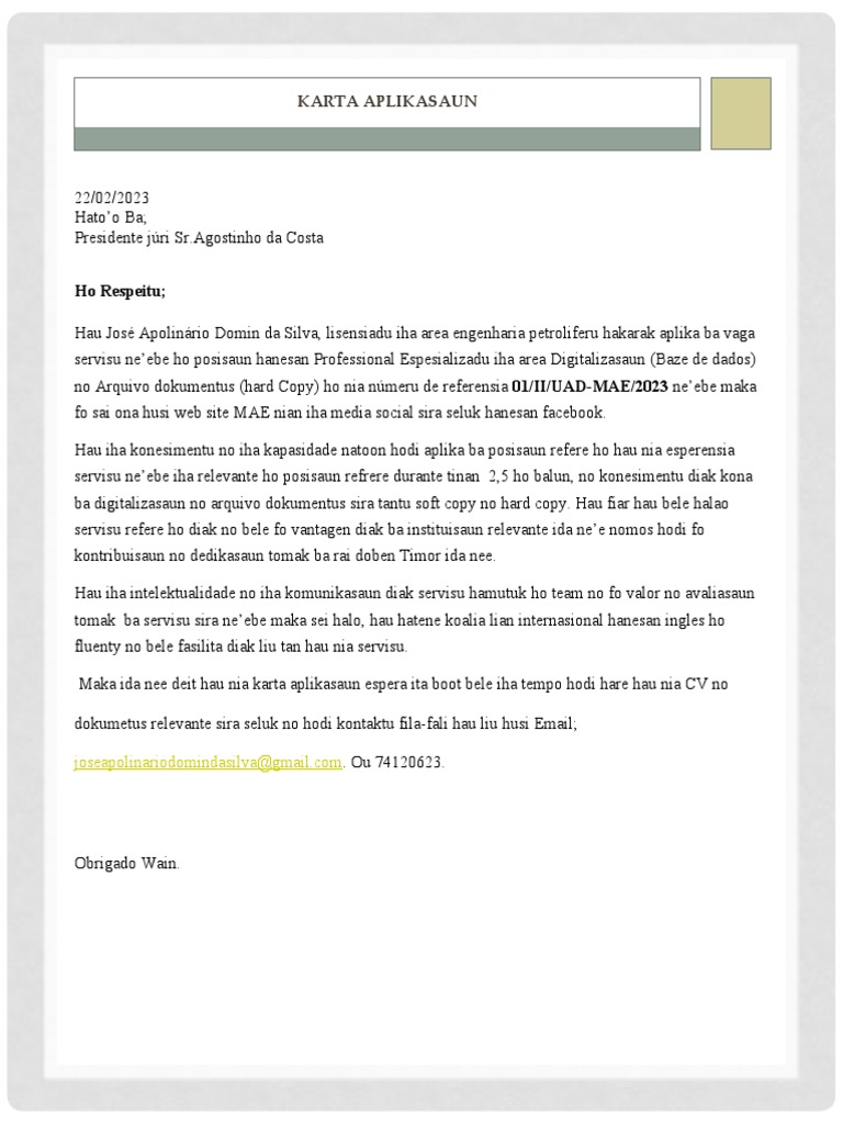 Karta Aplikasaun | PDF