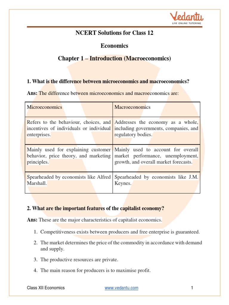 Class 12 Macroeconomics Chapter 1 Guide | PDF | Economics | Macroeconomics