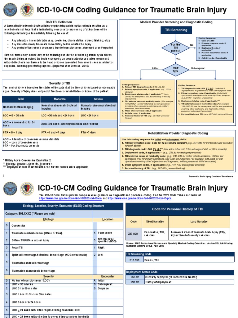 Icd-10-Cm Coding Guidance For Traumatic Brain Injury: Medical Provider ...