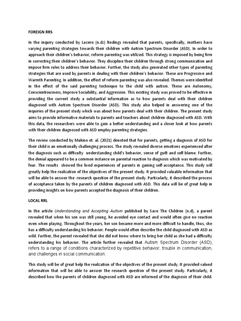 Foreign RRS | PDF | Autism Spectrum | Parenting