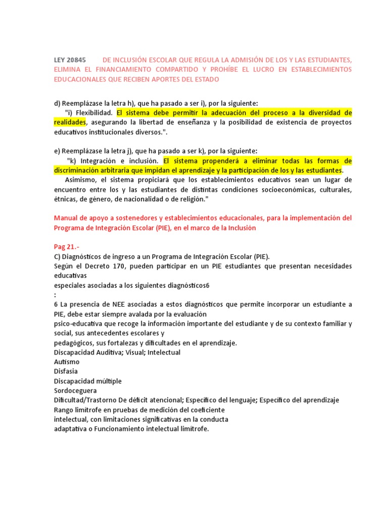 Ley 20845 | PDF | Plan de estudios | Enseñando