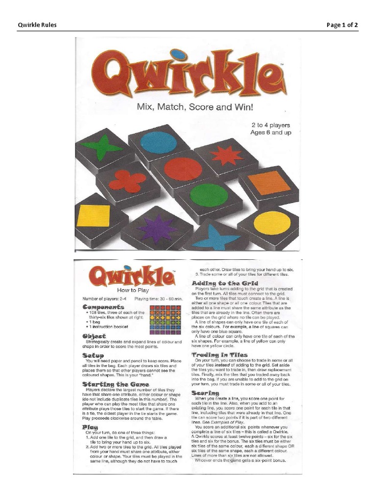 11 Qwirkle Rulebook | PDF