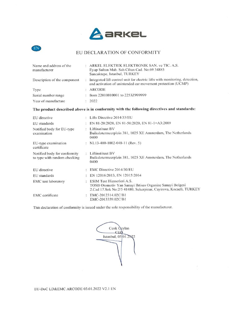 ARCODE EU Declaration of Conformity - en | PDF