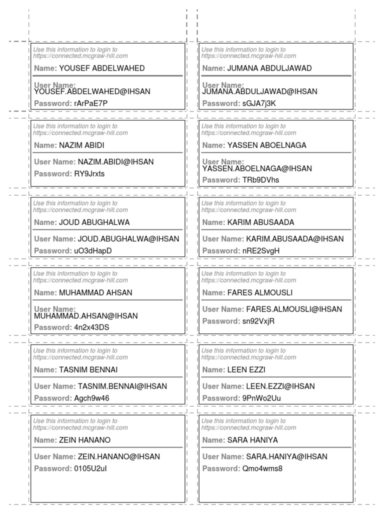 Gr1C English Password Cards | PDF