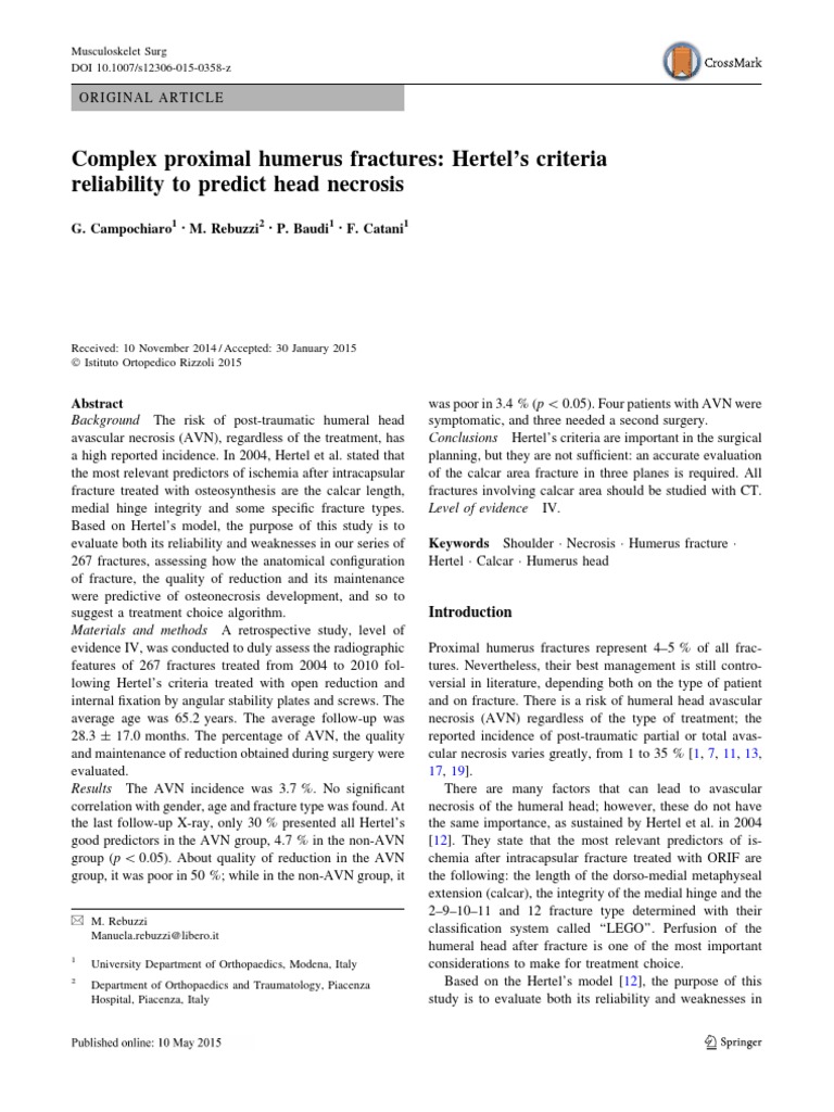 Necrosis Avascular de Humero Criterios de Hertel | PDF | Shoulder ...