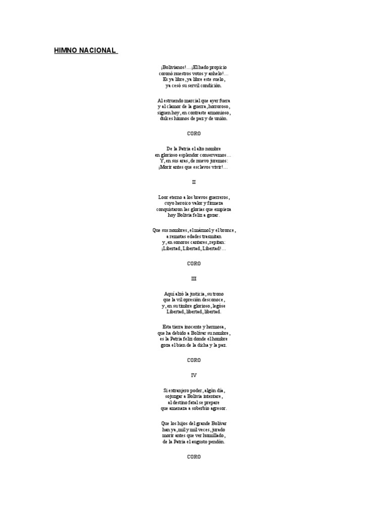 Himno Nacional | PDF | Amor | Bolivia