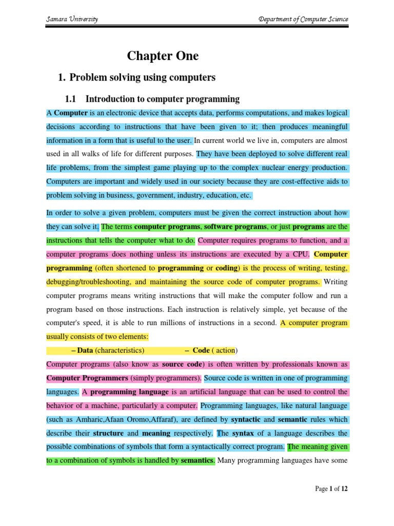 Chapter 1 - Computer Programming | PDF | Programming Language ... Chapter 1 - Computer Programming | PDF | Programming Language ...