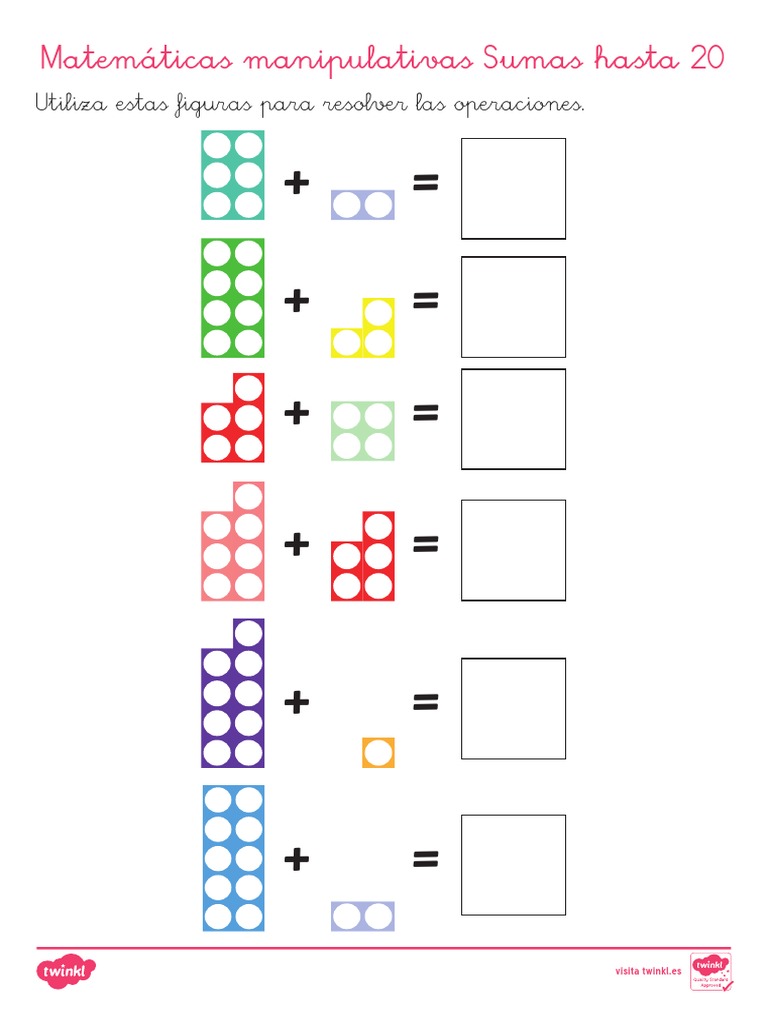 Es T N 2546526 Matematicas Manipulativas Sumas Hasta 20 Ficha de ...