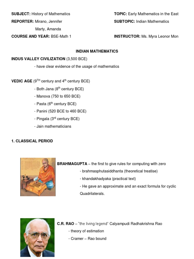 Indian Mathematics: Historical Insights | PDF | Philosophy | Religion ...