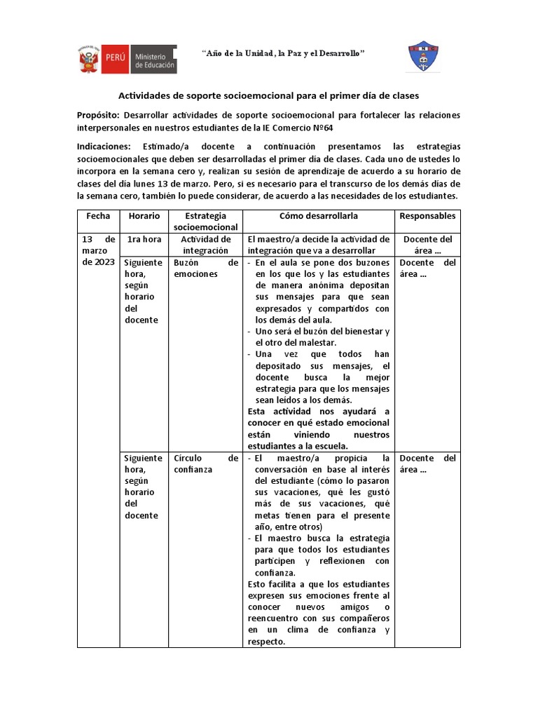 Actividades Socioemocionales para Clases | PDF | Maestros | Comportamiento
