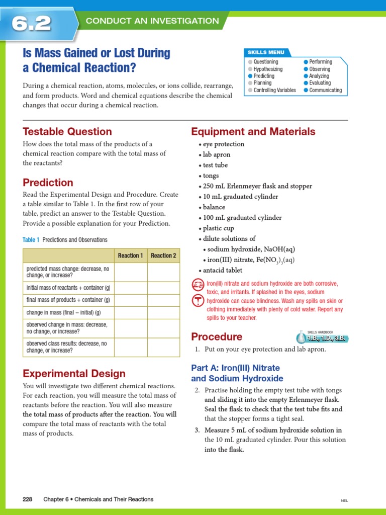 Is Mass Gained or Lost During A Chemical Reaction?: Testable Question ...
