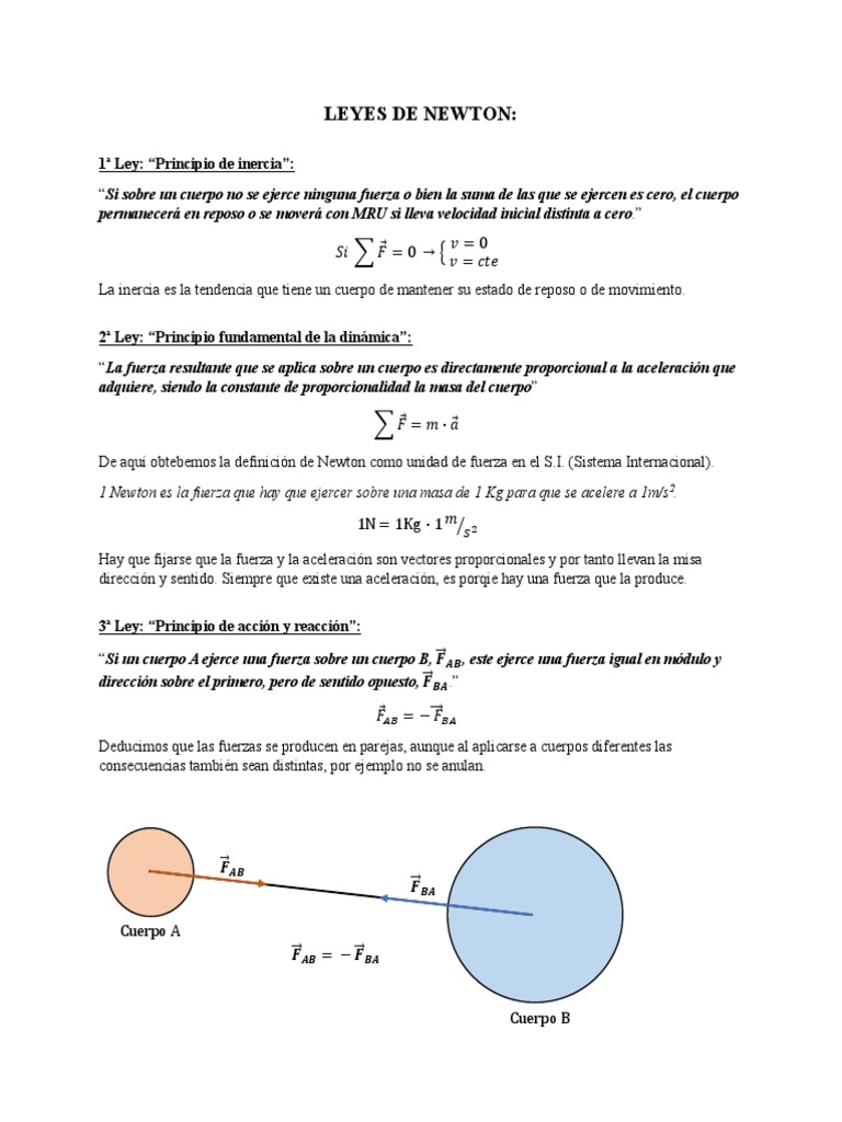 Leyes de Newton y su definición | PDF