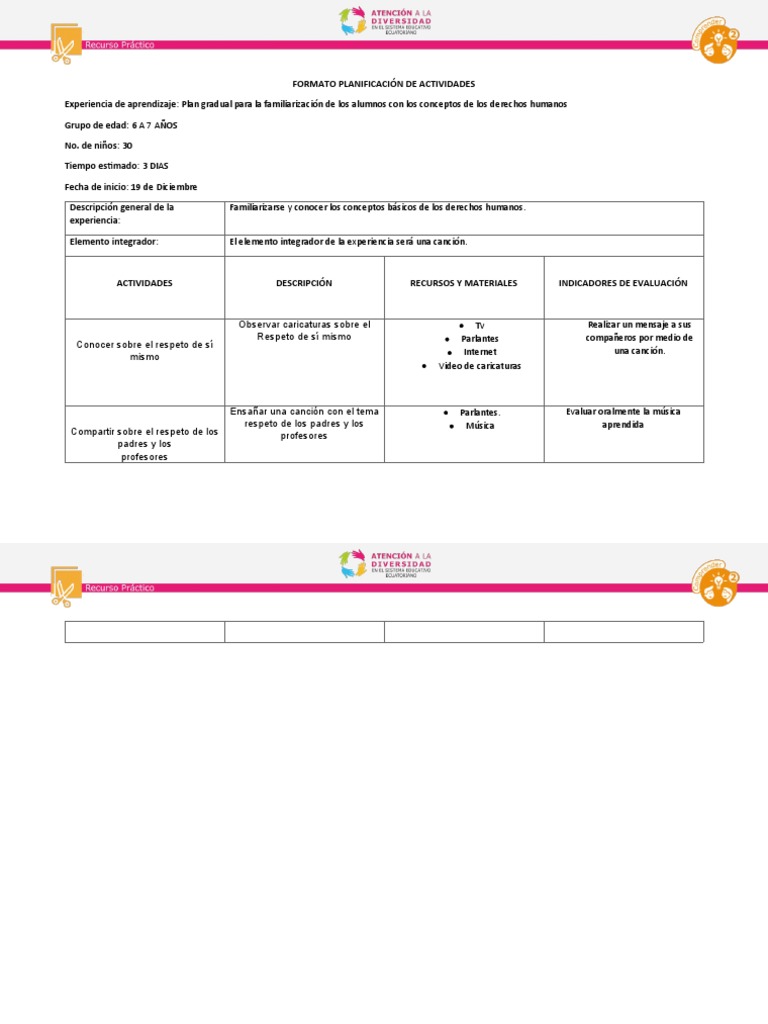 Diseño y Planificación de Actividades para Impartir Derechos Humanos A ...