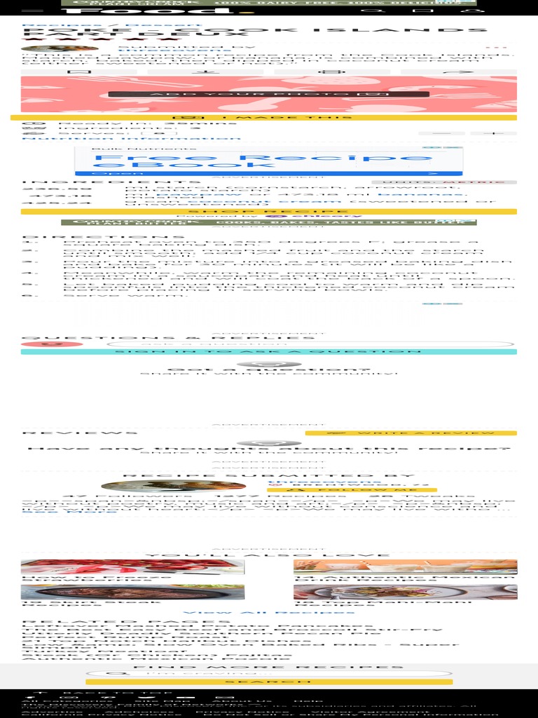 Free Recipe Ebook: Poke - Cook Islands Part Deux | PDF | Pudding | Baking