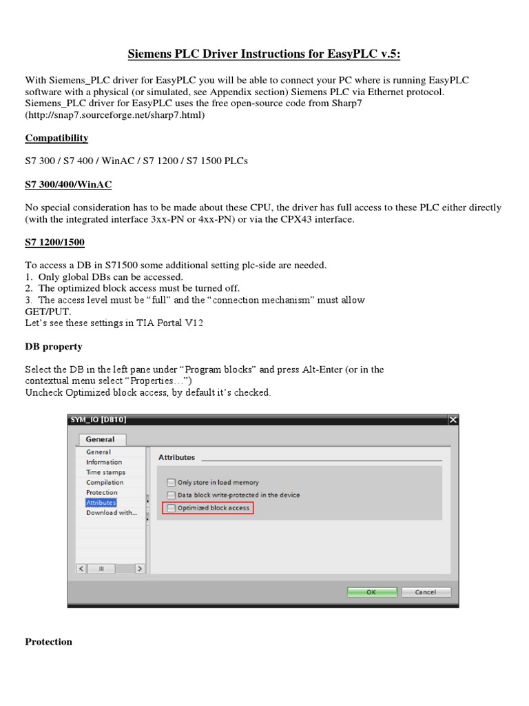 EasyPLC Driver For Siemens PLC Instructions | PDF | Programmable Logic ...