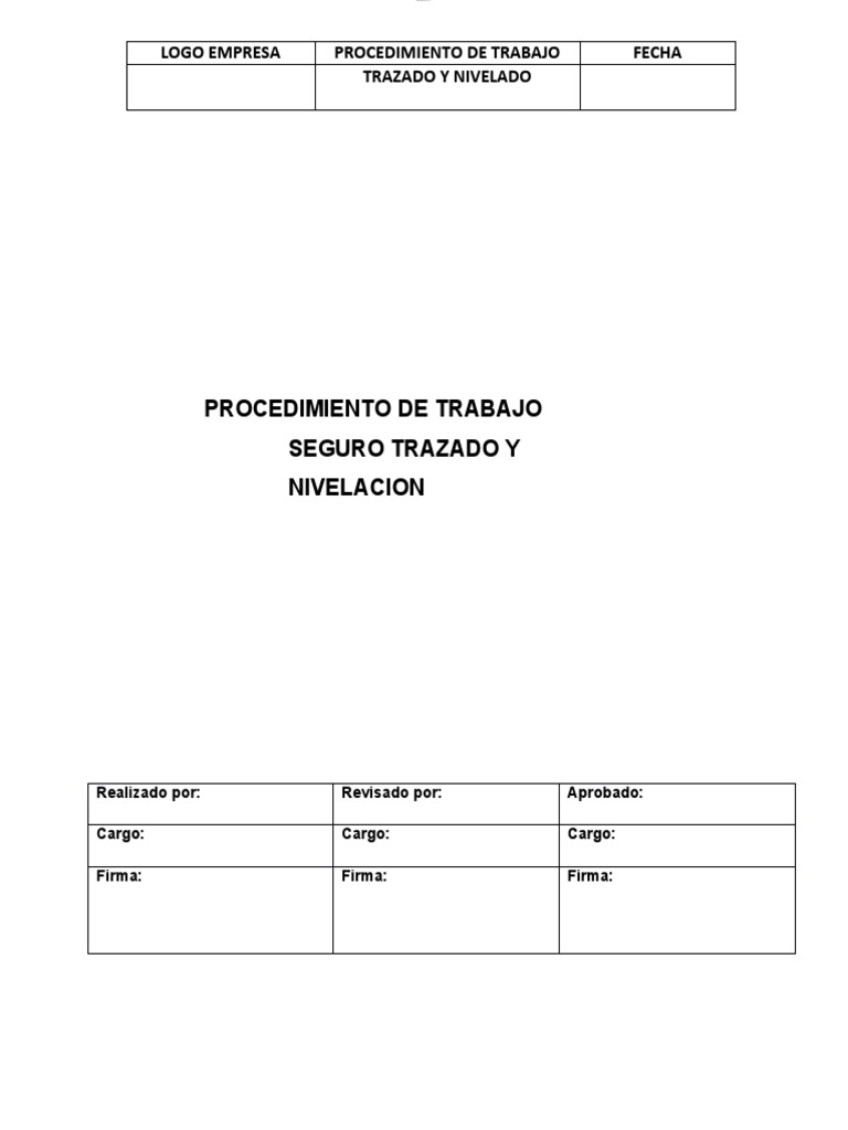Procedimiento de Trabajo Seguro PTS Trazado y Nivelacion | PDF | Residuos | Seguridad y salud ...