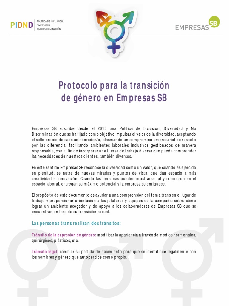 Protocolo de Transicion de Genero en Empresas SB | PDF | Transgénero | Estudios LGBTQIA+