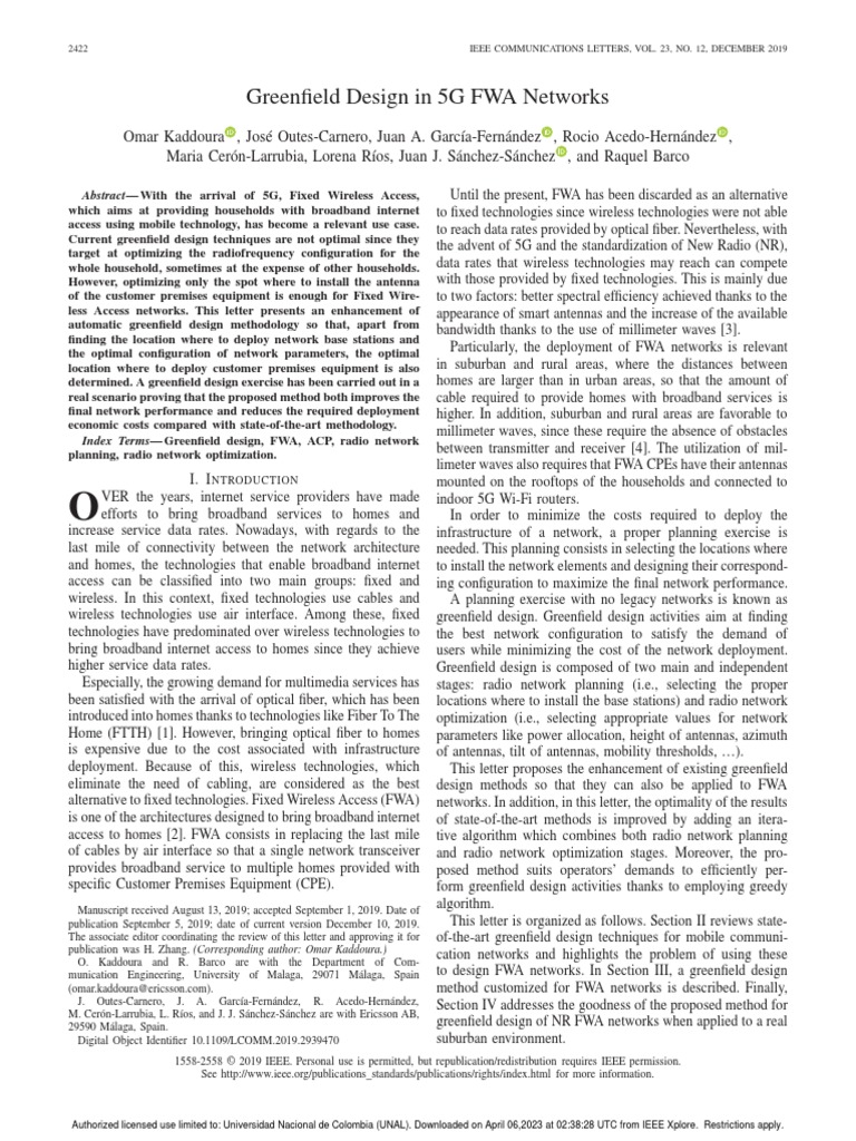 Greenfield Design in 5G FWA Networks | PDF | Mathematical Optimization ...