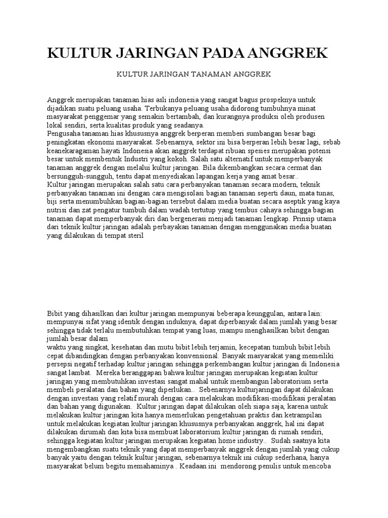 Teknik Kultur Jaringan Anggrek | PDF | Griya & Taman