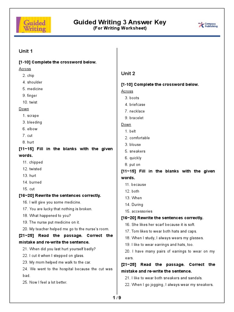 Guided Writing 3 Answer Key: Unit 1 | Download Free PDF | Foods | Cuisine