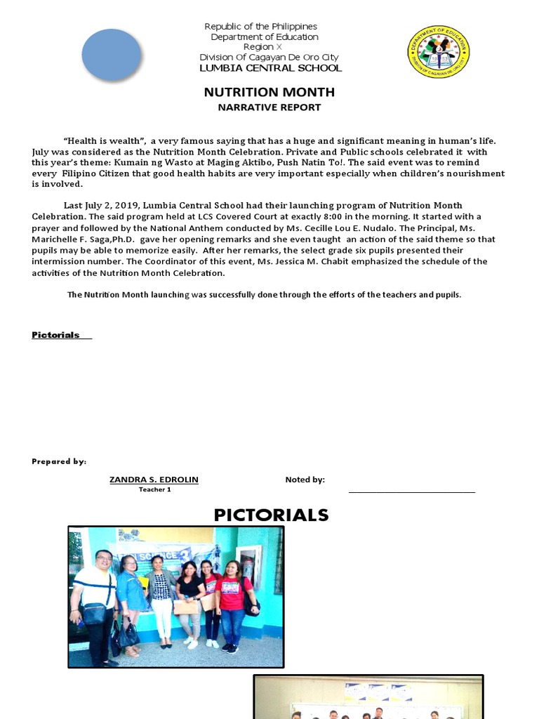 Narrative Report Nutrition Month | PDF