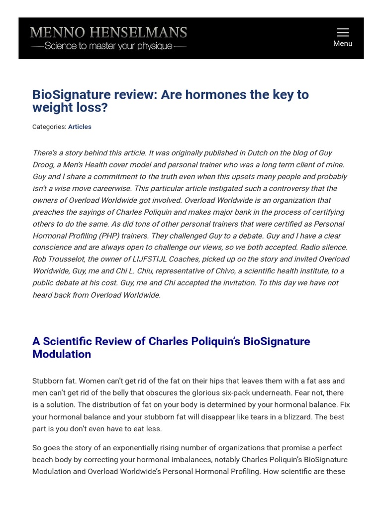 BioSignature Review - Are Hormones The Key To Weight Loss | PDF ...