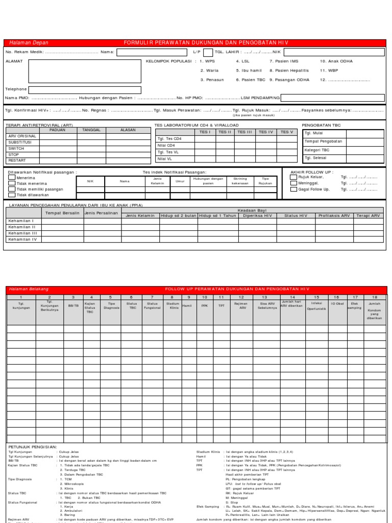Form Pasien Yang Diberikan Obat Anti Retro Viral | PDF