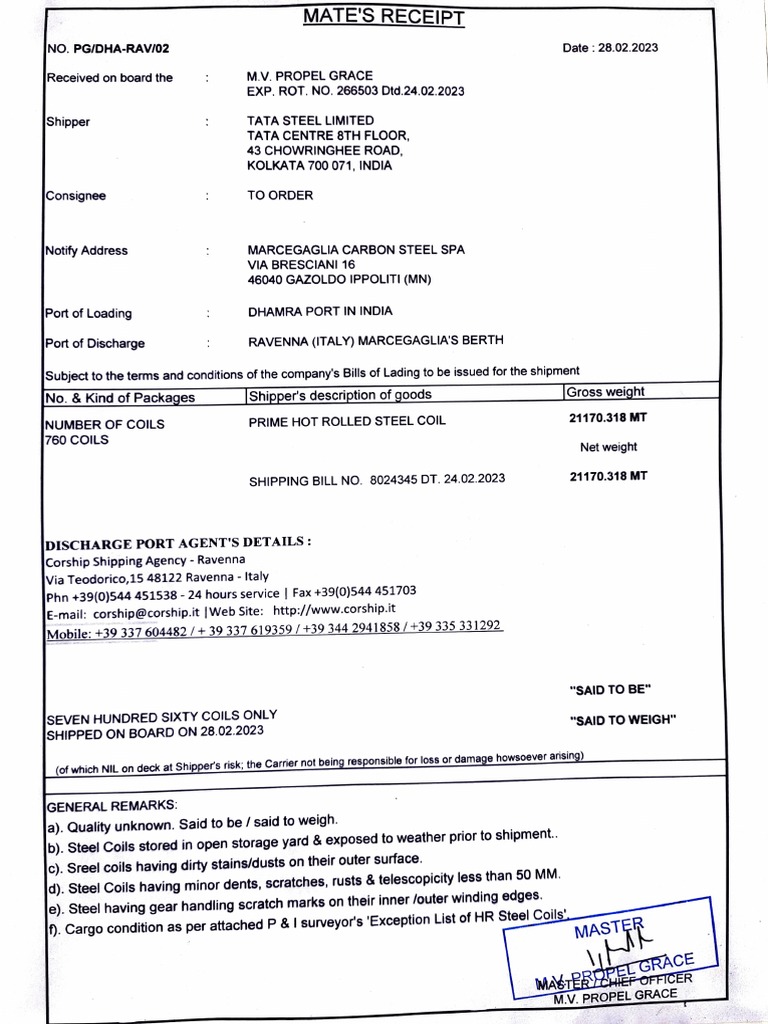 Received Shipper: Gross Weight | PDF