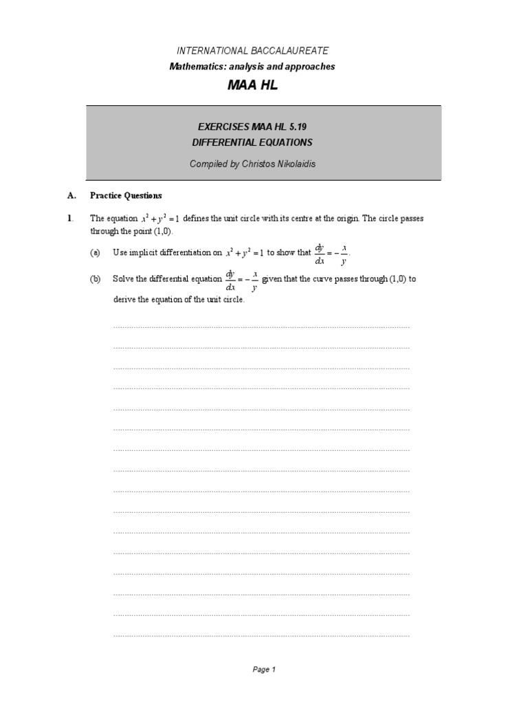 Maa HL 5.19 Differential Equations | PDF | Equations | Radioactive Decay