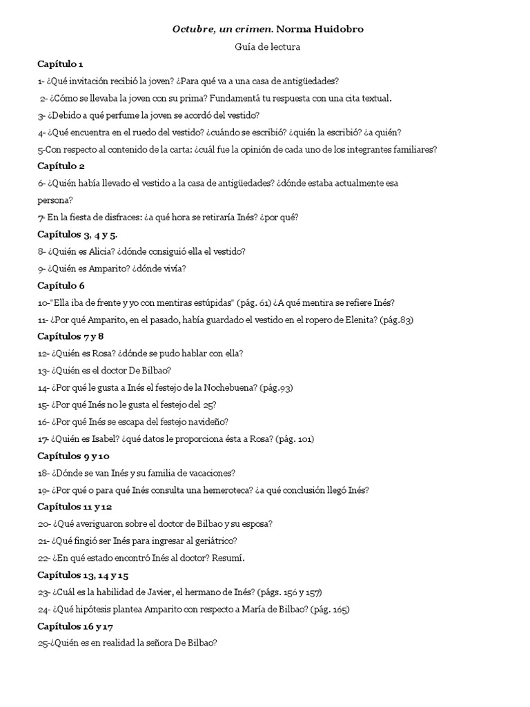 Guía de Lectura-Octubre, Un Crimen | PDF | Ciencias sociales | Religión ...