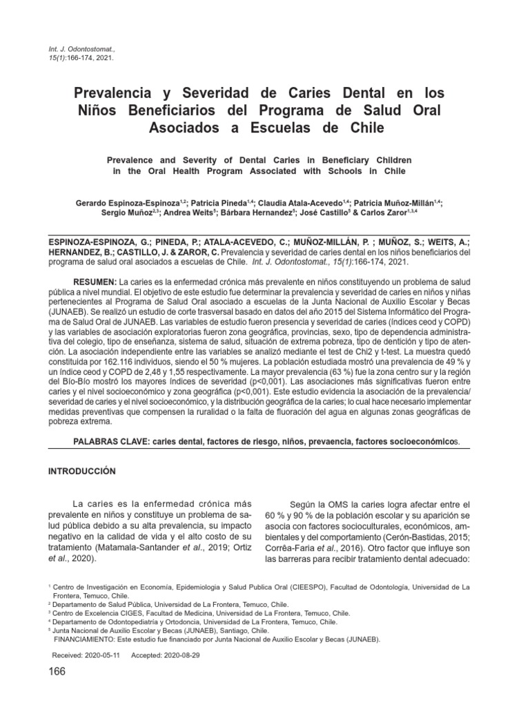 Prevalencia y Severidad | PDF | Odontología | Chile