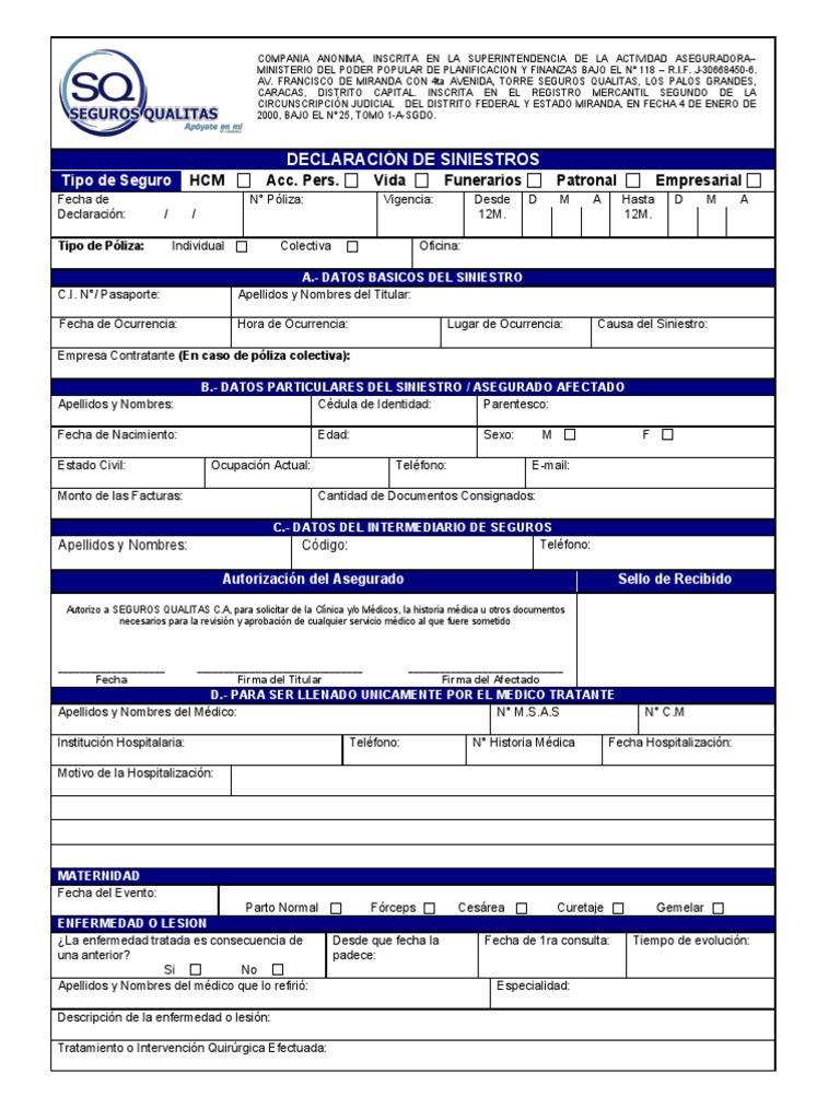 Seguros Qualitas - Declaracion de Siniestros | PDF | Seguro | Certificado de nacimiento