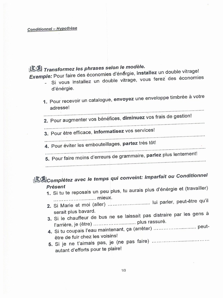 Conditionnel Hypothese | PDF