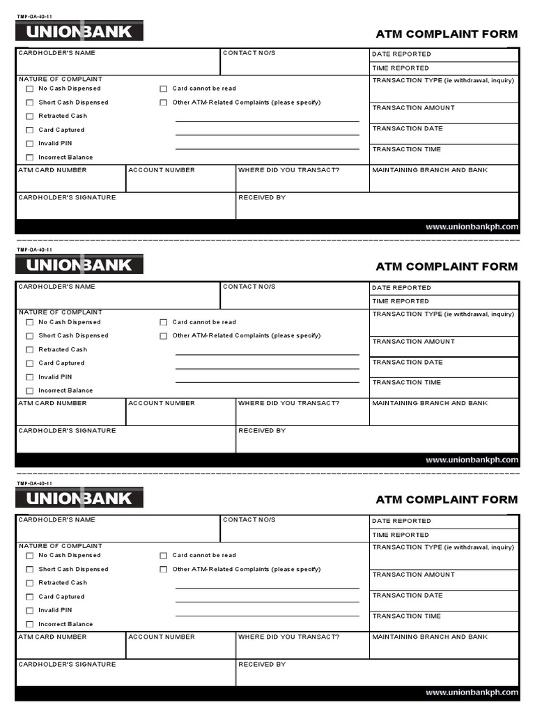 ATM Complaint Form | PDF | Automated Teller Machine | Personal Identification Number